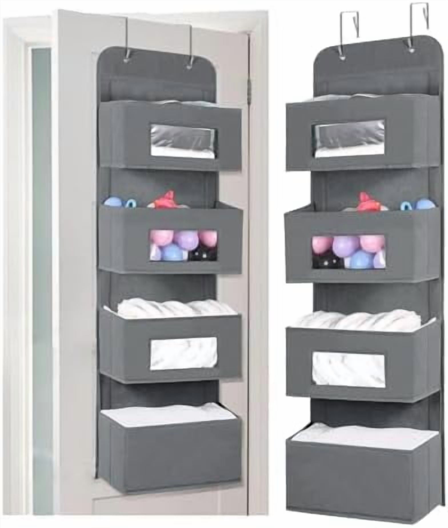 4-Shelf Over The Door Hanging Organizer with 2 Metal Hooks,4 Pocket ...