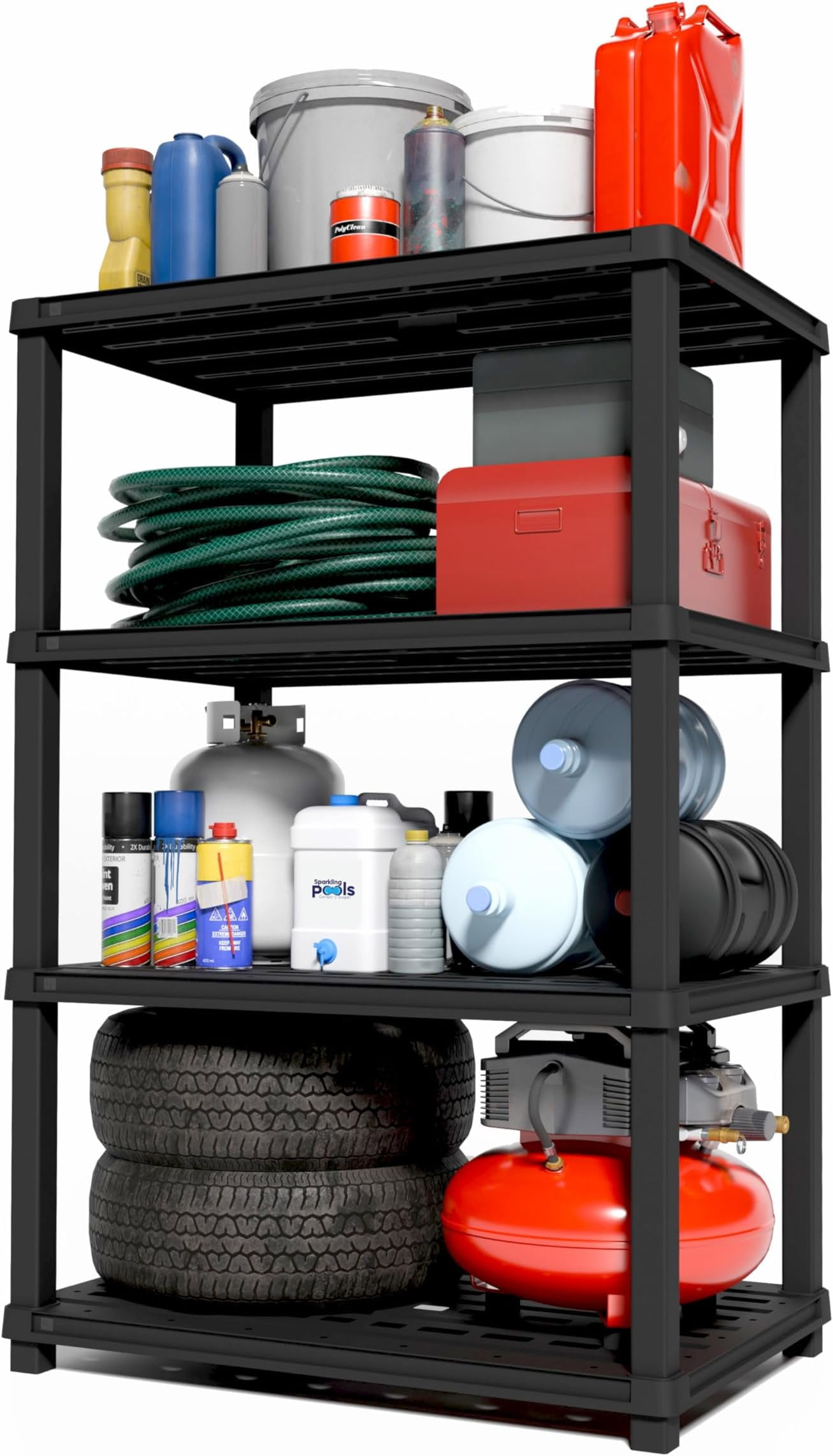 4-Shelf Extra Deep Storage Shelves, 800lb Capacity, 57" H x 36" W x 24 ...