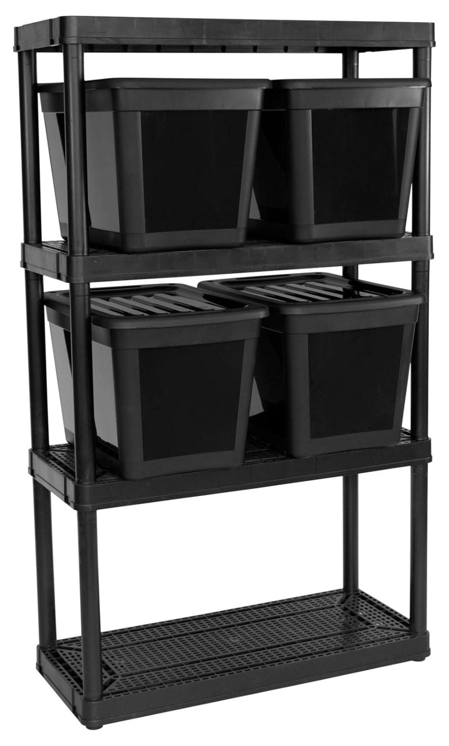 4 Shelf Fixed Height Ventilated Medium Duty Shelving Unit, Organizer ...