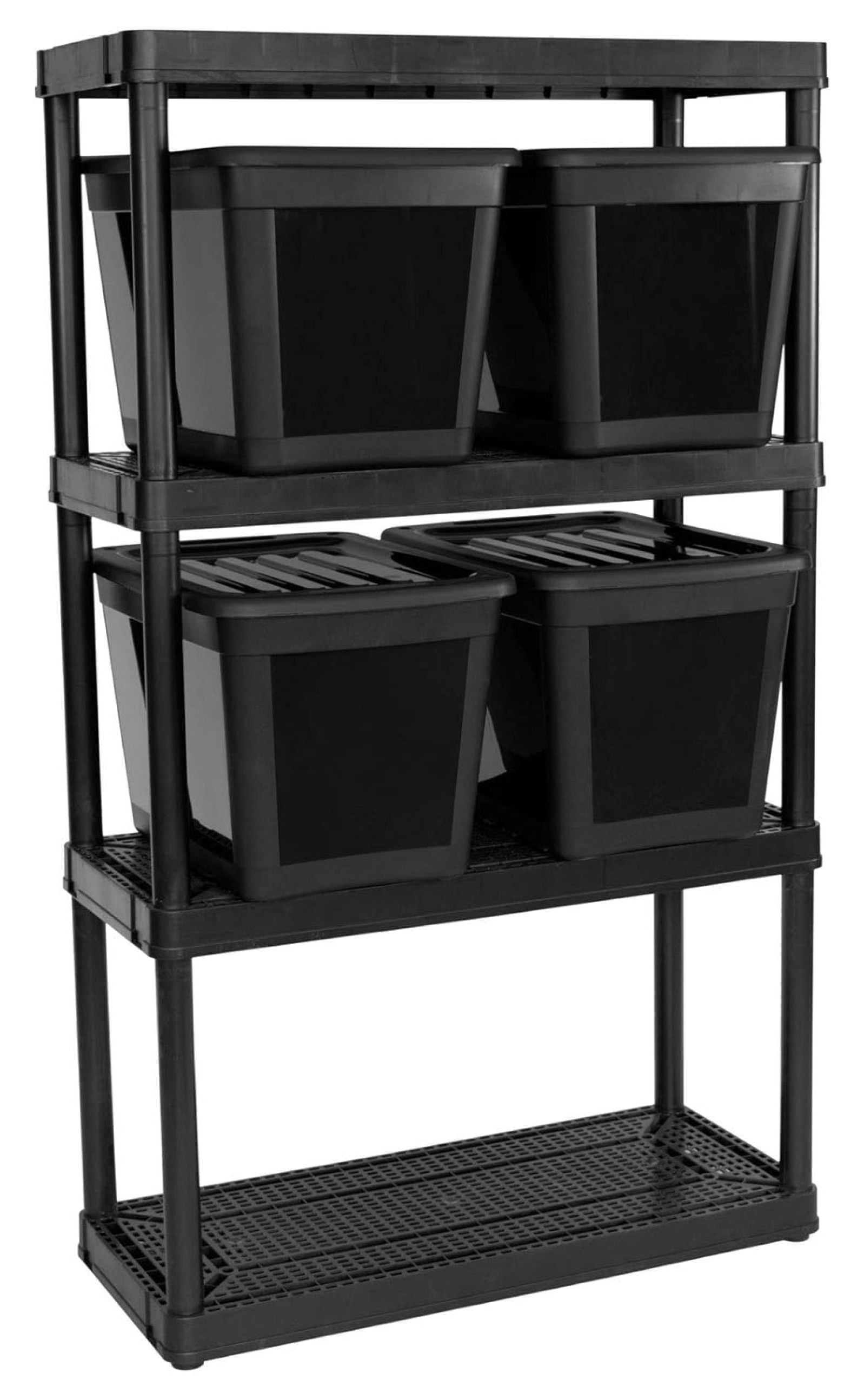 4 Shelf Fixed Height Ventilated Medium Duty Shelving Unit, Organizer ...