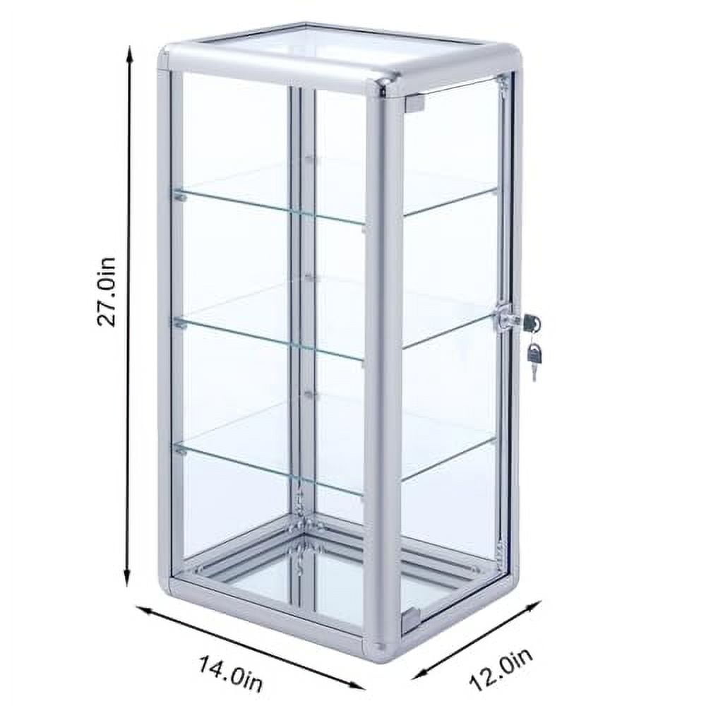 4-Shelf Glass Display Cabinet, Elegant Aluminum Table Top Tempered ...