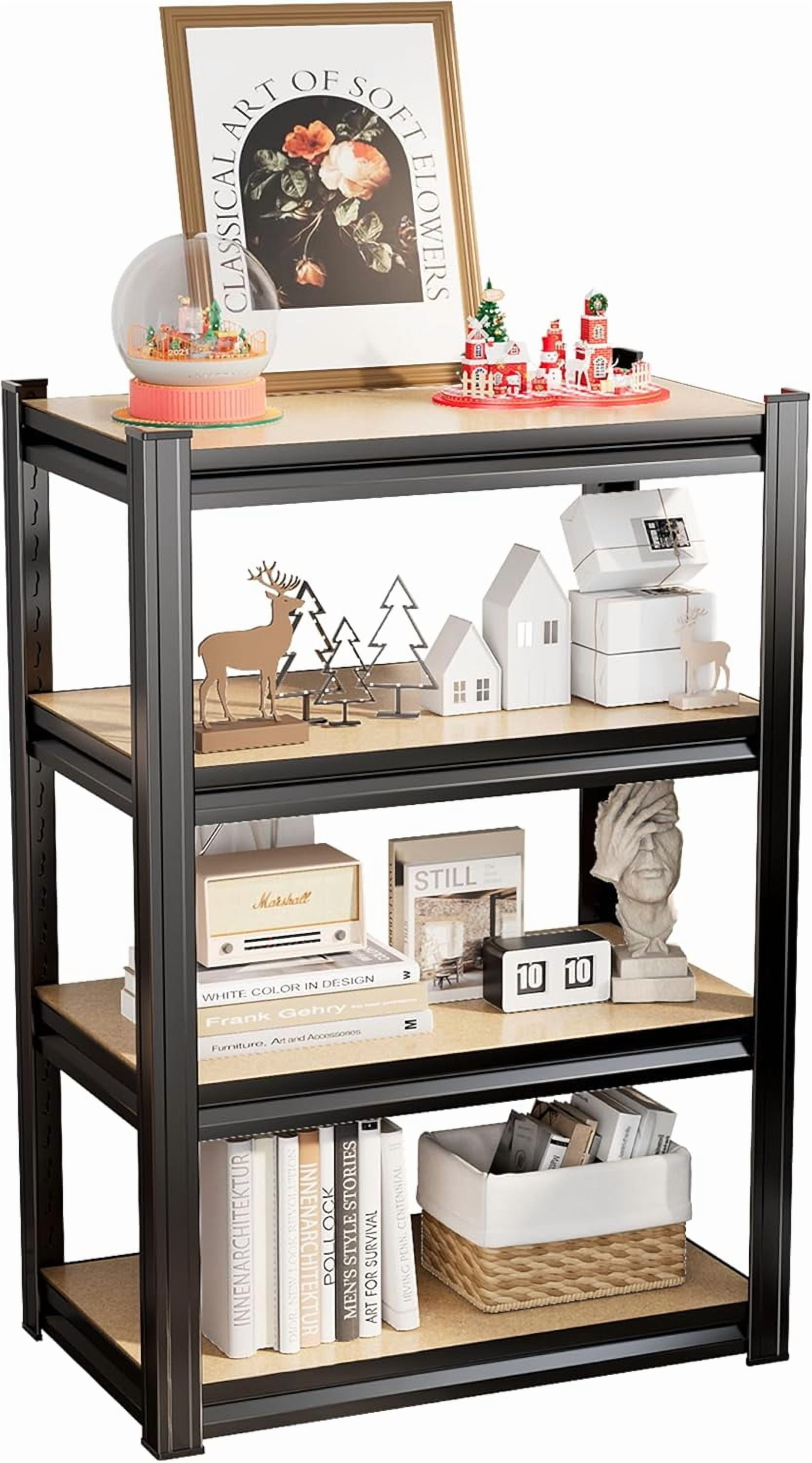 4-Shelf Industrial Bookcase with Metal Frame & Wooden Shelves ...