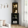 4-Shelf L-Shaped Corner Cabinet with LED Lights - 15.75*15.75*64.96in ...