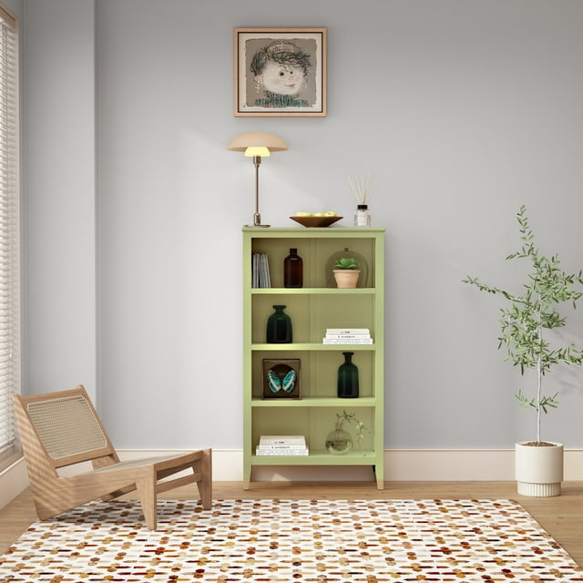 4 Shelf Narrow Bookcase - Green - Walmart.com