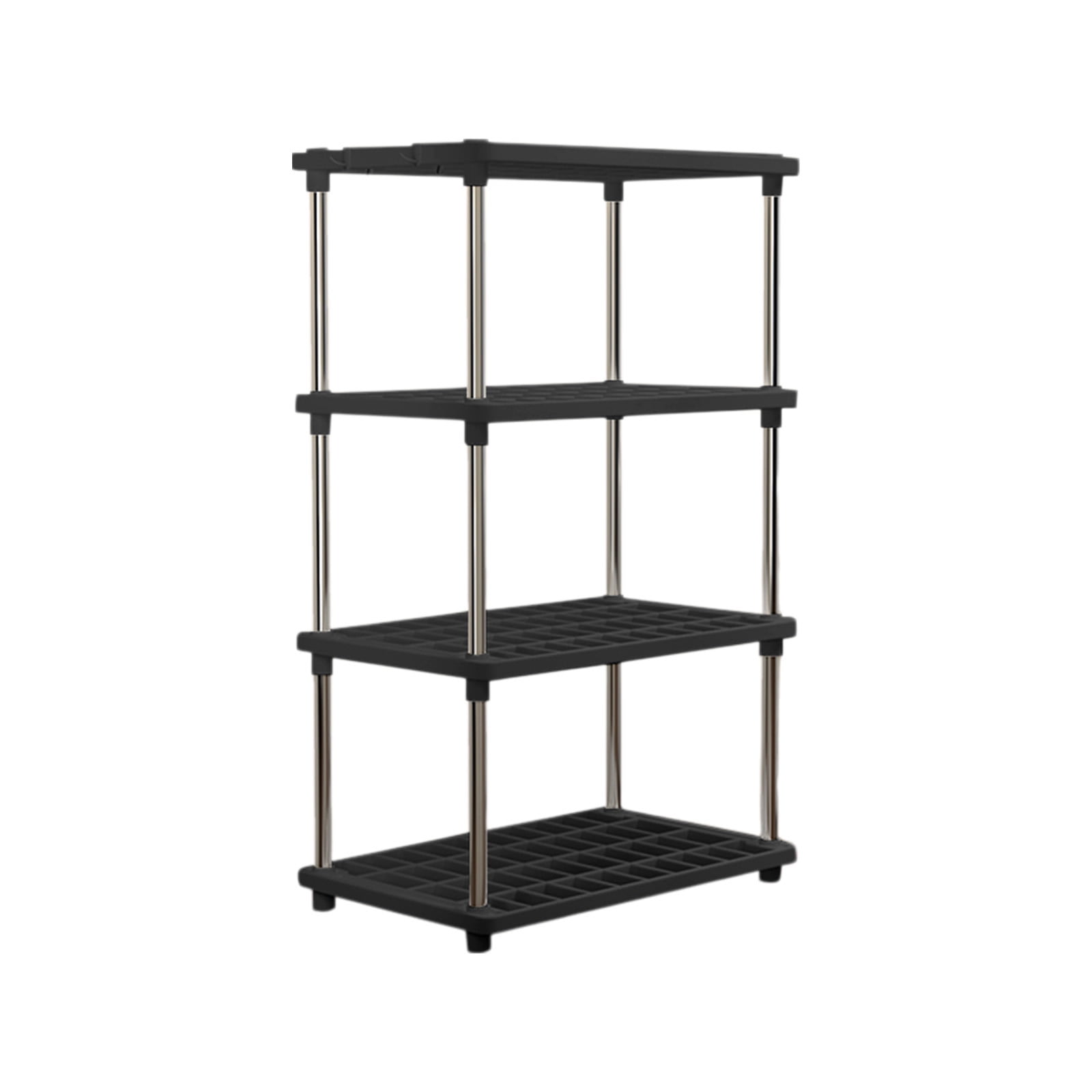 4-Shelf Plastic Storage Rack,4Tier Storage Shelves Independent Shelving ...