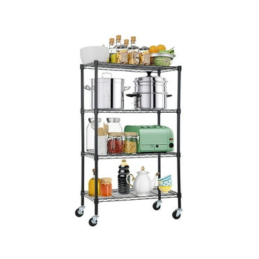 Vebreda 4-Tier Storage Shelf Foldable Metal Shelving Units with Wheels ...