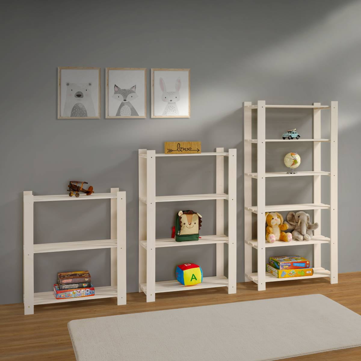 4 Shelf Slatted Storage Unit White Furniture Dash