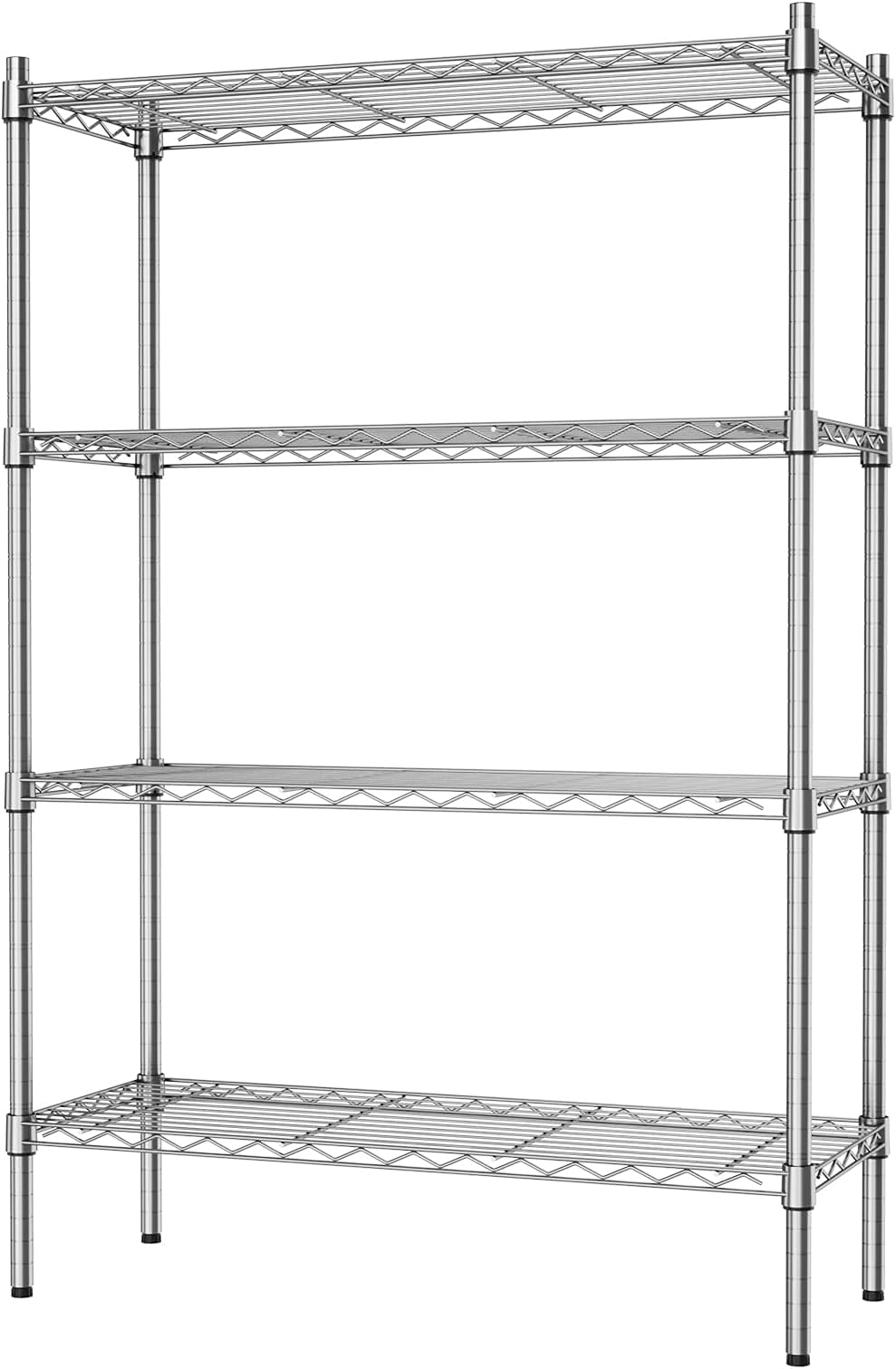 4-Shelf Storage Wire Shelves Heavy Duty 4 Tiers Standing Shelving Units ...