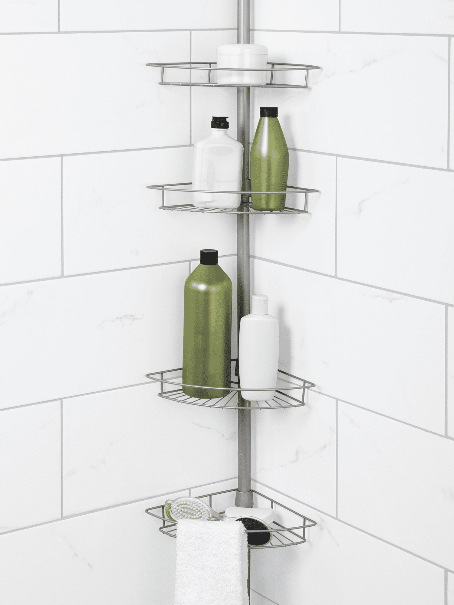 4-Shelf Tension Pole Corner Shower Caddy - Pack of 12 — Home & Garage ...