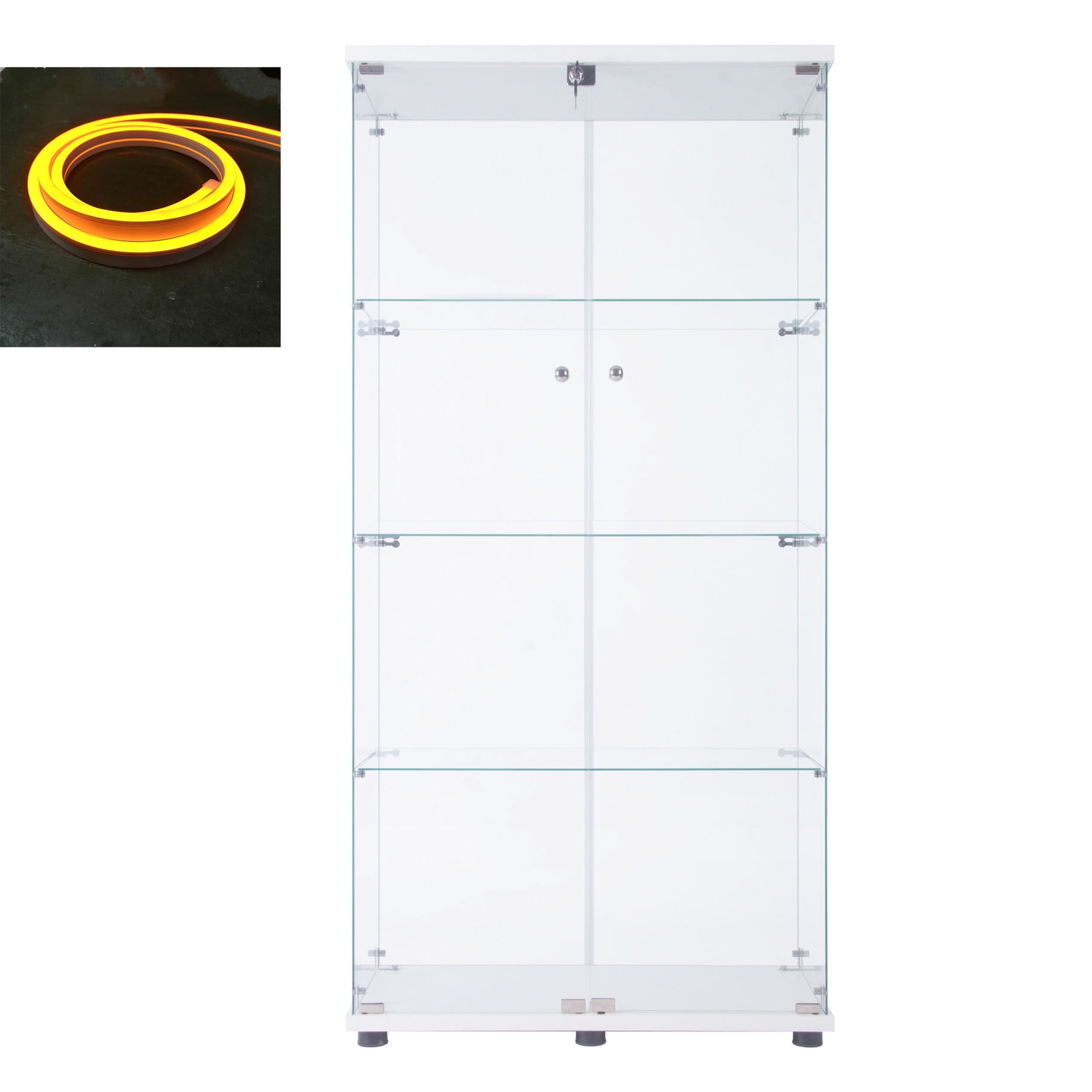 4-Shelf, Transparent Glass - Remote-Controlled 12-Color Lighting ...