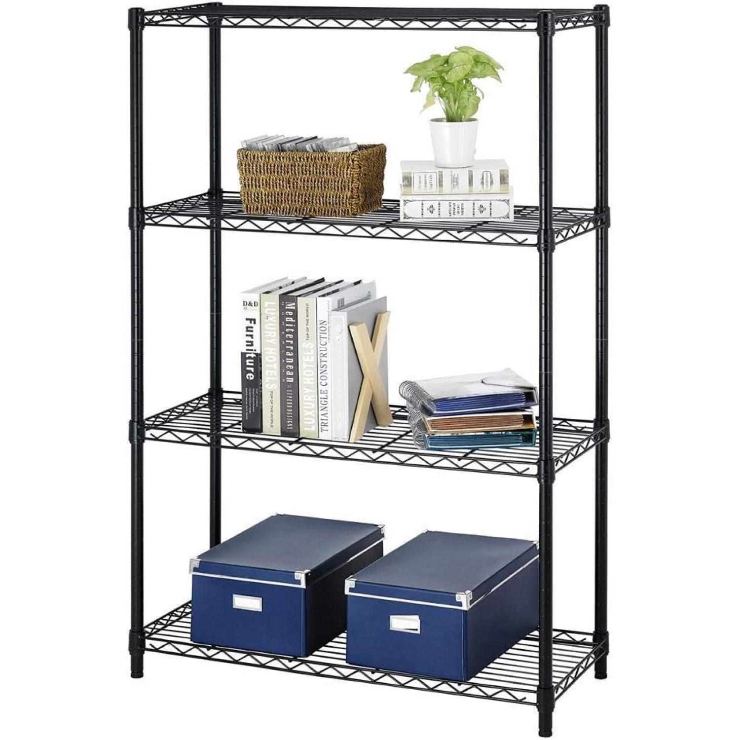 4-Shelf Wire Shelving Storage Unit Garage Heavy Duty Height Adjustable ...