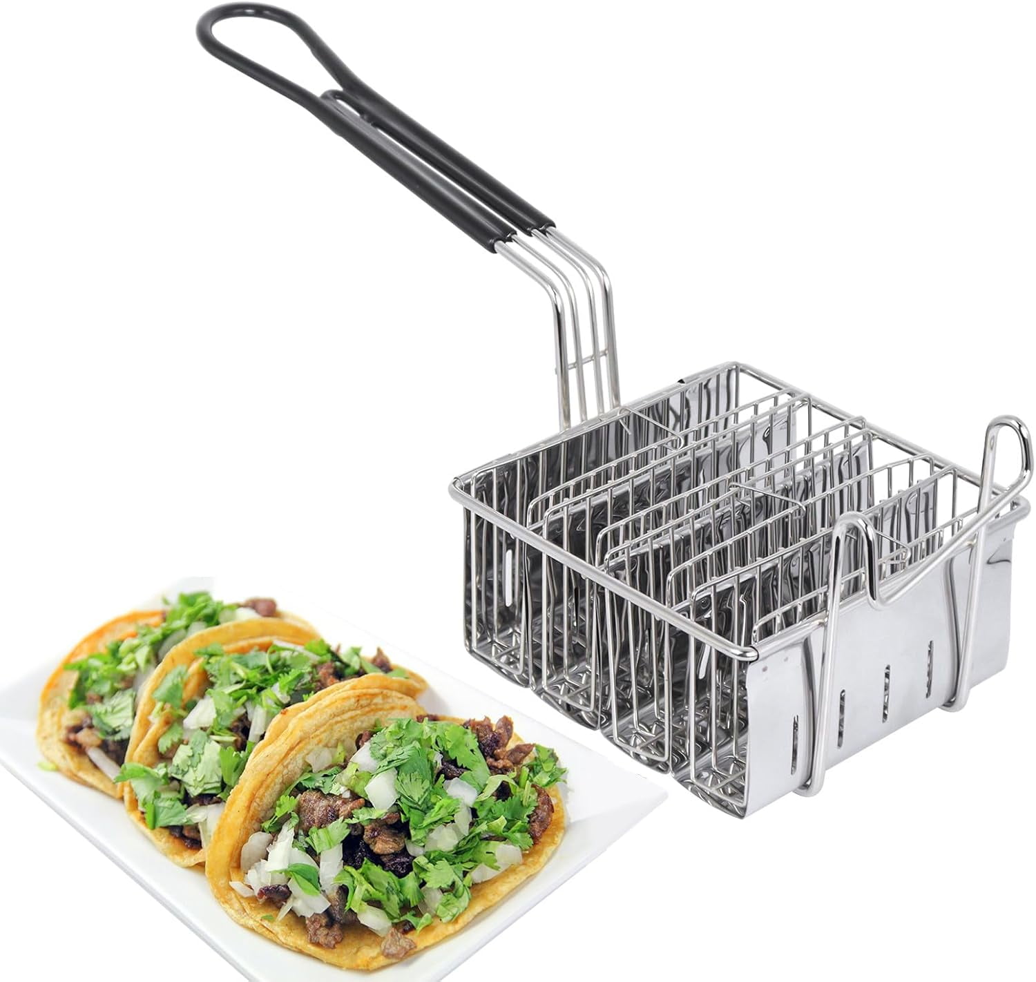 4 Shells Taco Fryer Basket Stainless Steel Taco Fryer Holds Kitchen ...