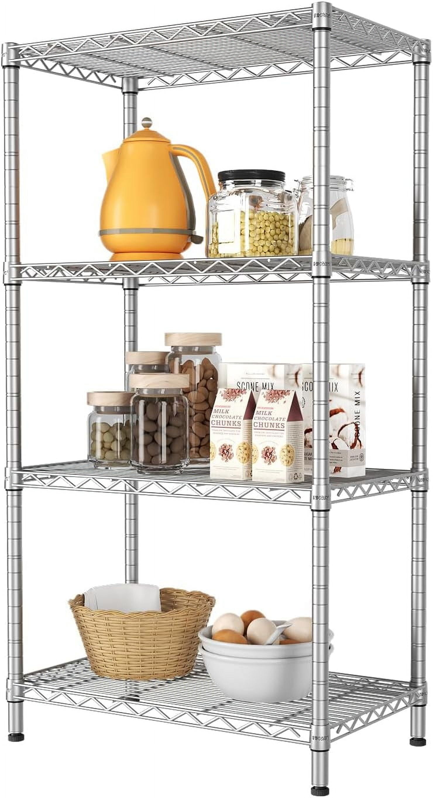 4 Shelves Adjustable Storage Shelf Wire Shelving Rack Bathroom Standing ...