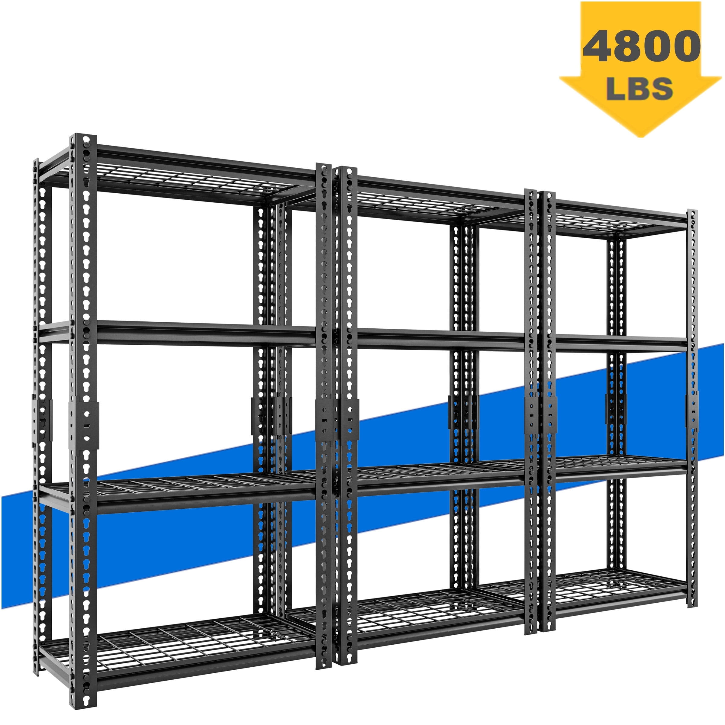 4 Shelves Adjustable Storage Steel Wire Shelves Black, 63" Tall Steel ...