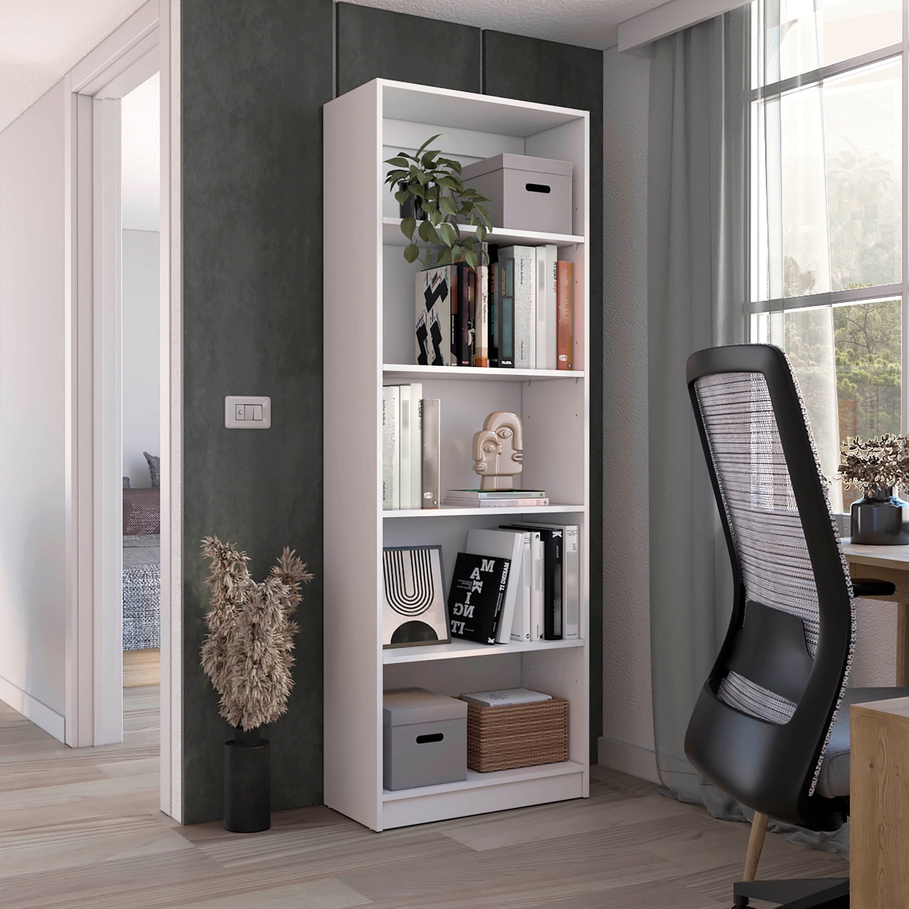 4 Shelves Bookcase In White - Make Your Office And Home More Organized ...