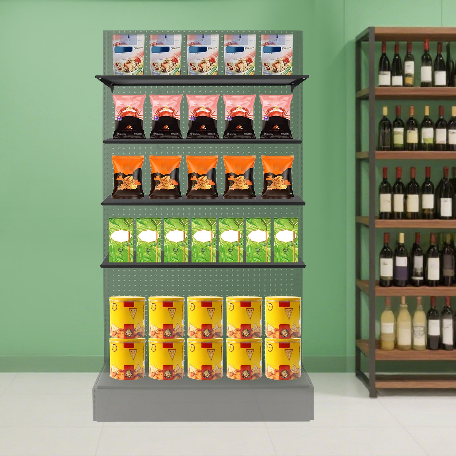 4 Shelves Modern End Shelf for Gondola Shelving Unit Retail Display ...