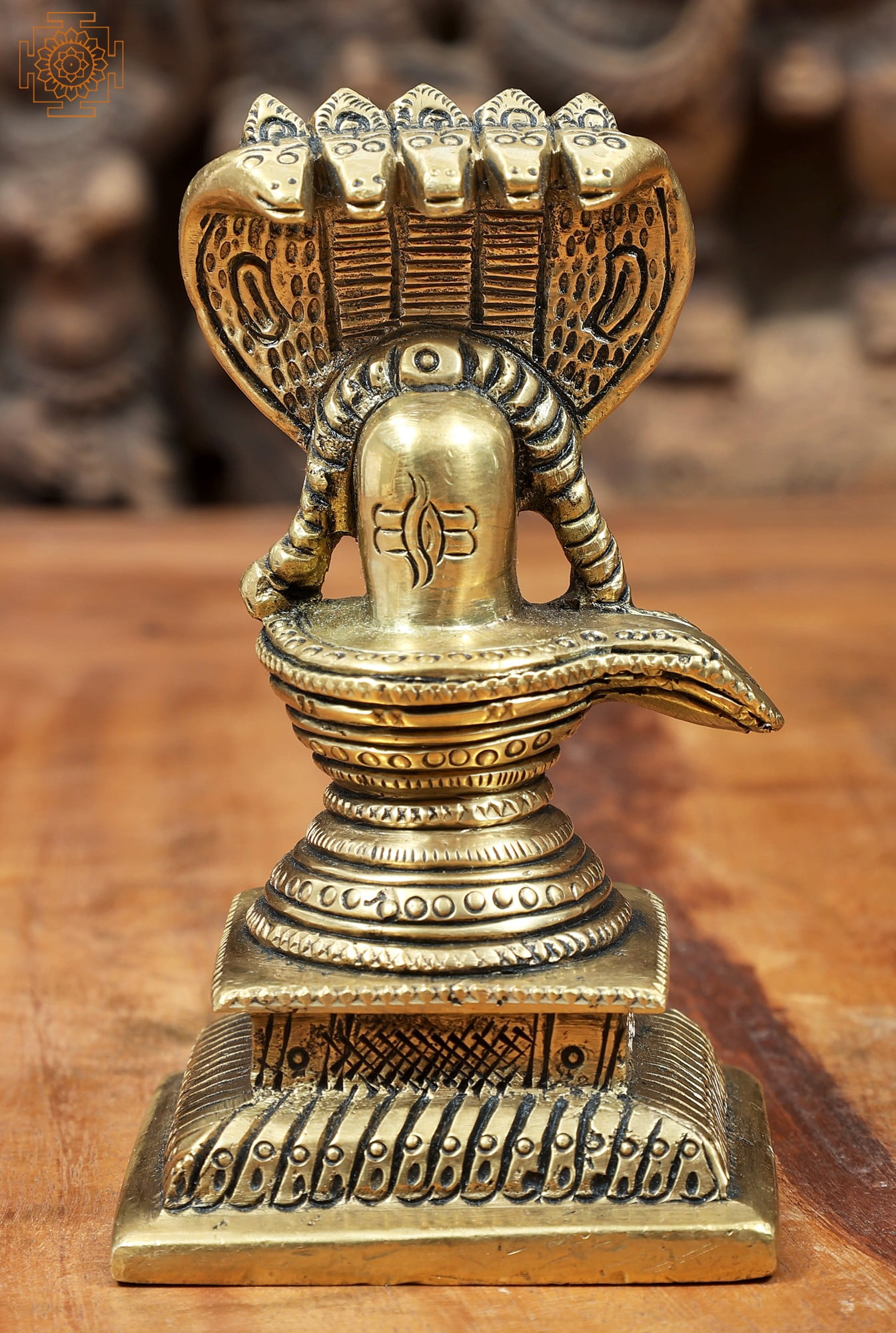4" Shiva Linga with Five Hooded Crowning Serpent in Brass | Handmade ...