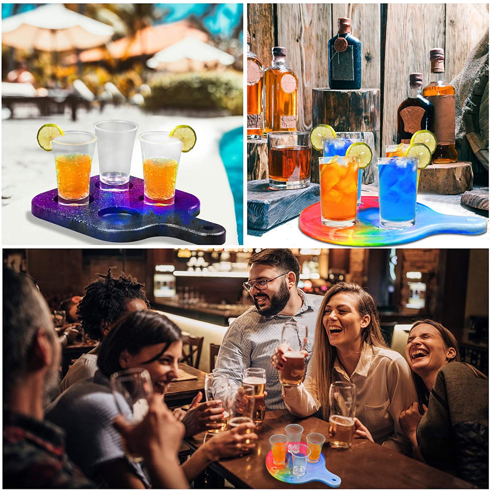 4 Shot Glass Tray,Shot Glass Holder,Wine Glass Cup Serving Tray,Double ...