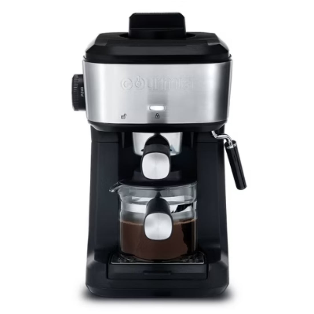 4 Shot Steam Espresso Maker with Frothing Wand, Black/Stainless Steel ...