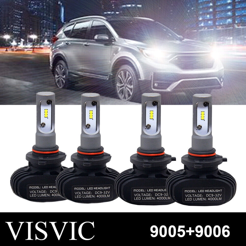 4-Side 9005+9006 LED Headlight Bulbs Beam Fit For Honda Civic Accord ...