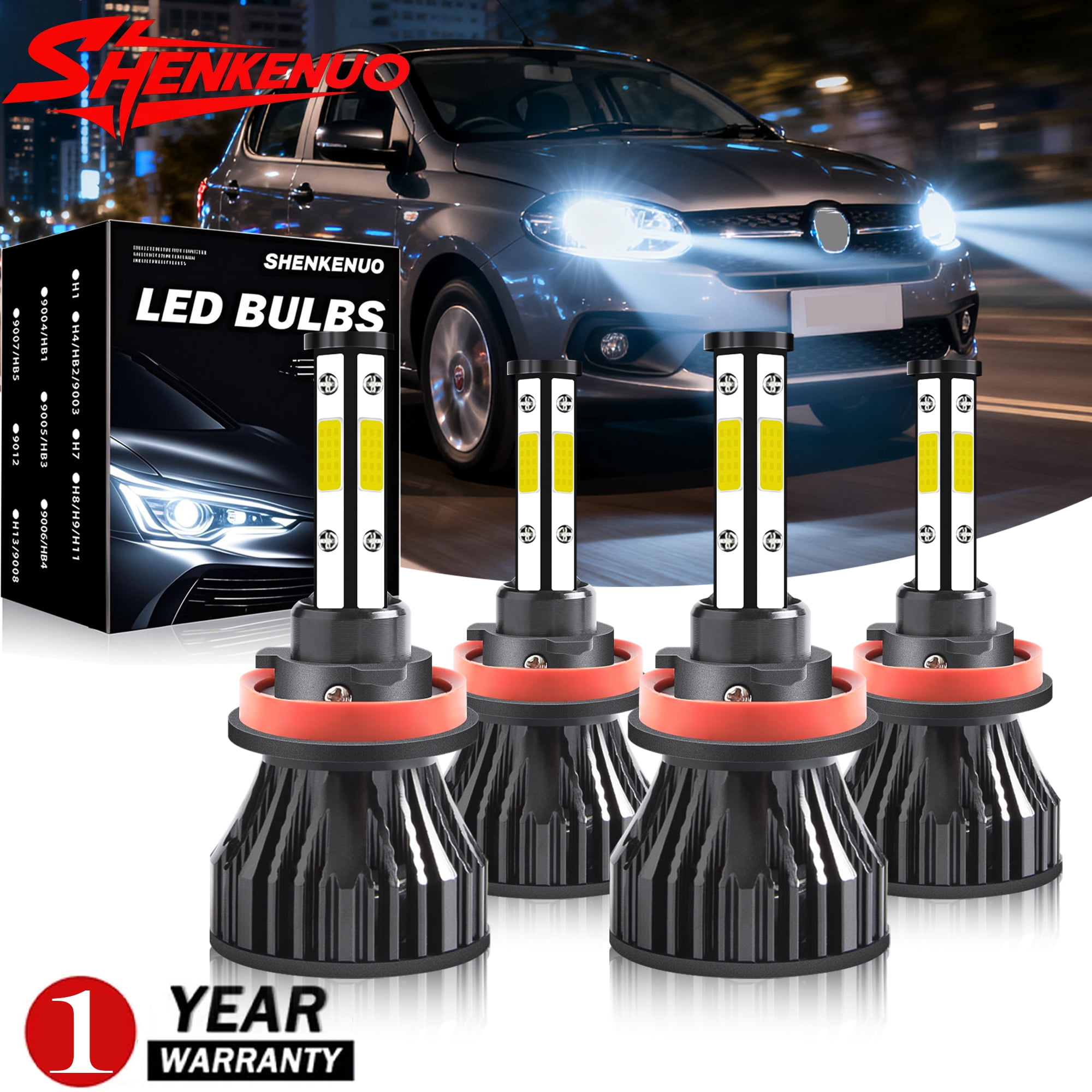 4-Side H9 H11 High/Low Beam LED Headlight Bulbs for Fiat Palio 2017 ...