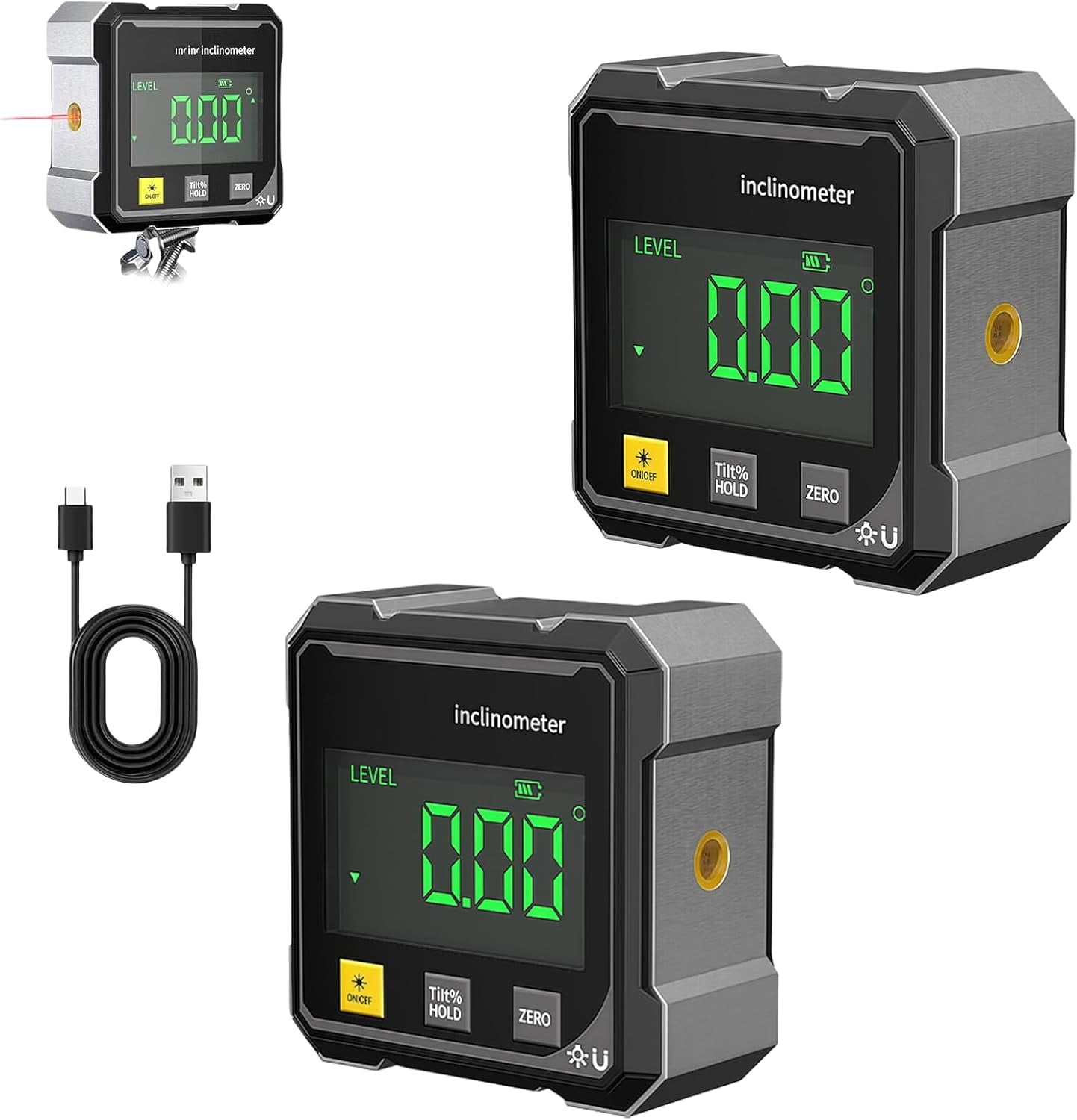 4-Side Magnetic Digital Angle Gauge, Cube Inclinometer with Backlight ...