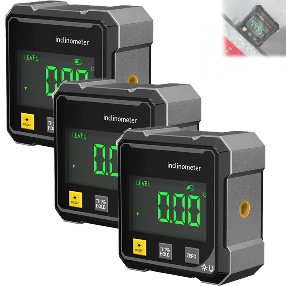 4-Side Magnetic Digital Angle Gauge with Laser, Cube Inclinometer with ...