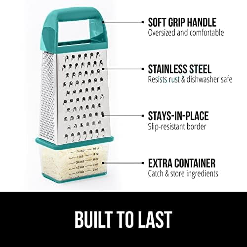4-Sided 100% BPA-Free Cheese Grater With Container, Stainless Steel Box ...