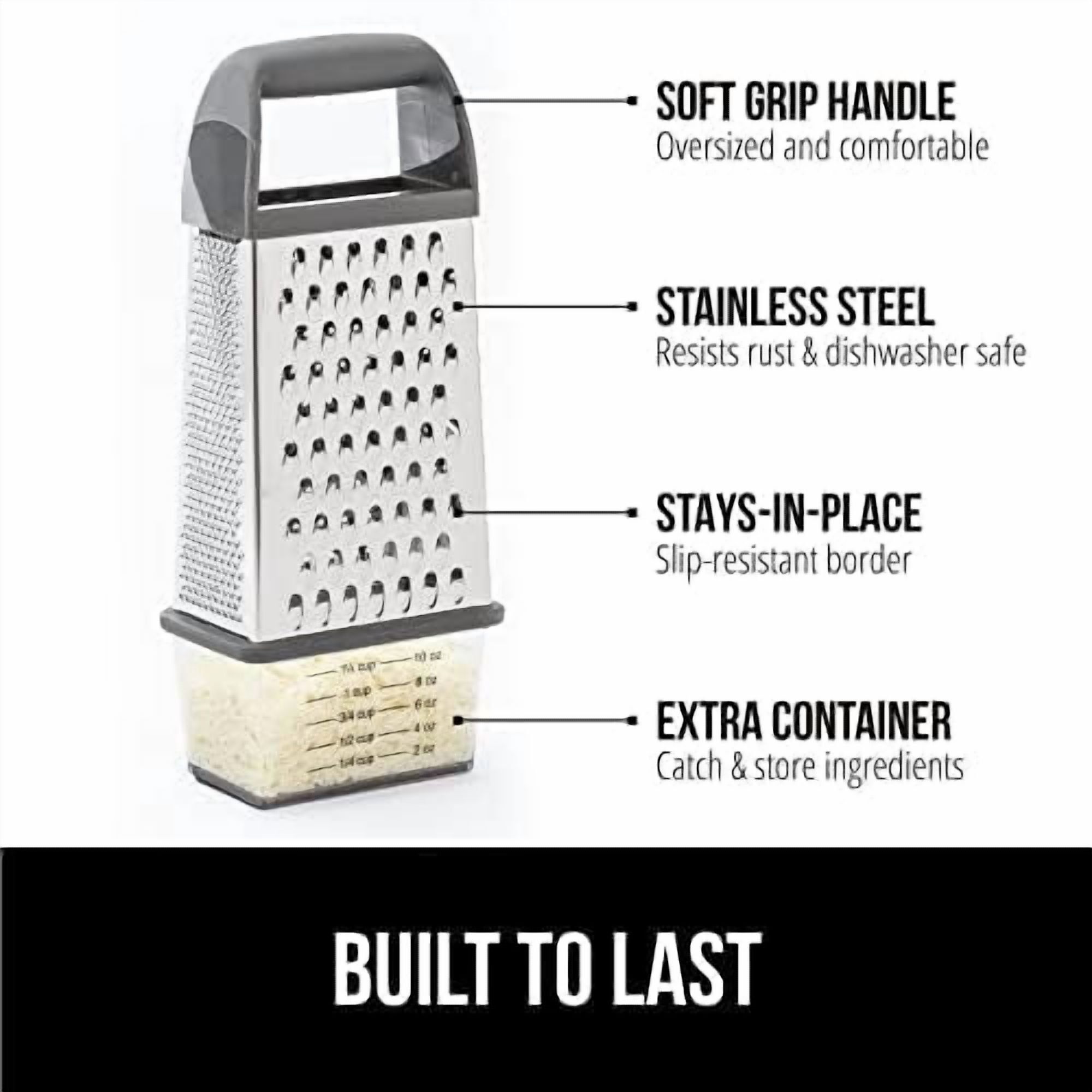 4-Sided 100% BPA-Free Cheese Grater With Container, Stainless Steel XL ...