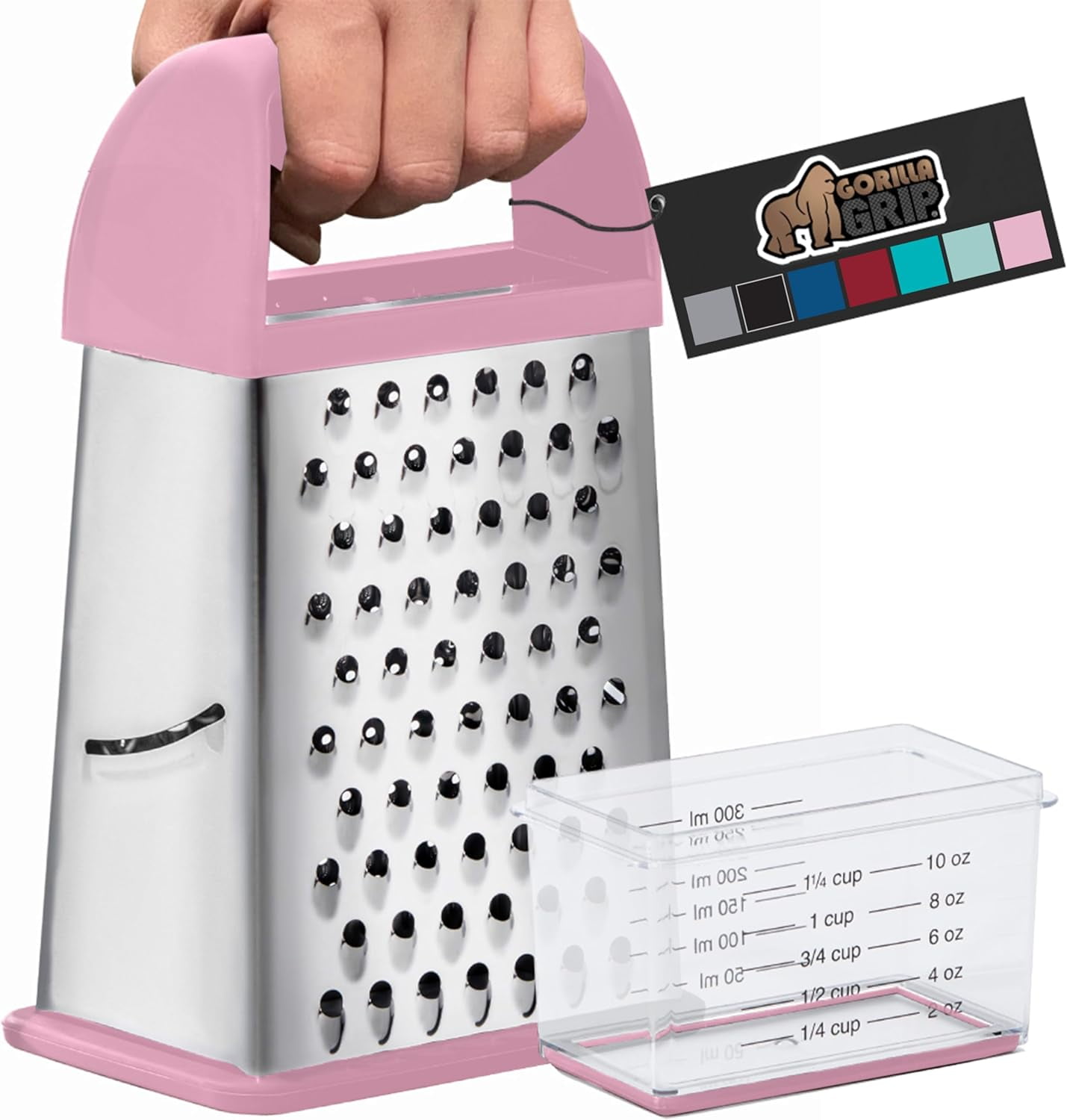 4-Sided 100% BPA-Free Cheese Grater With Container, Stainless Steel XL ...