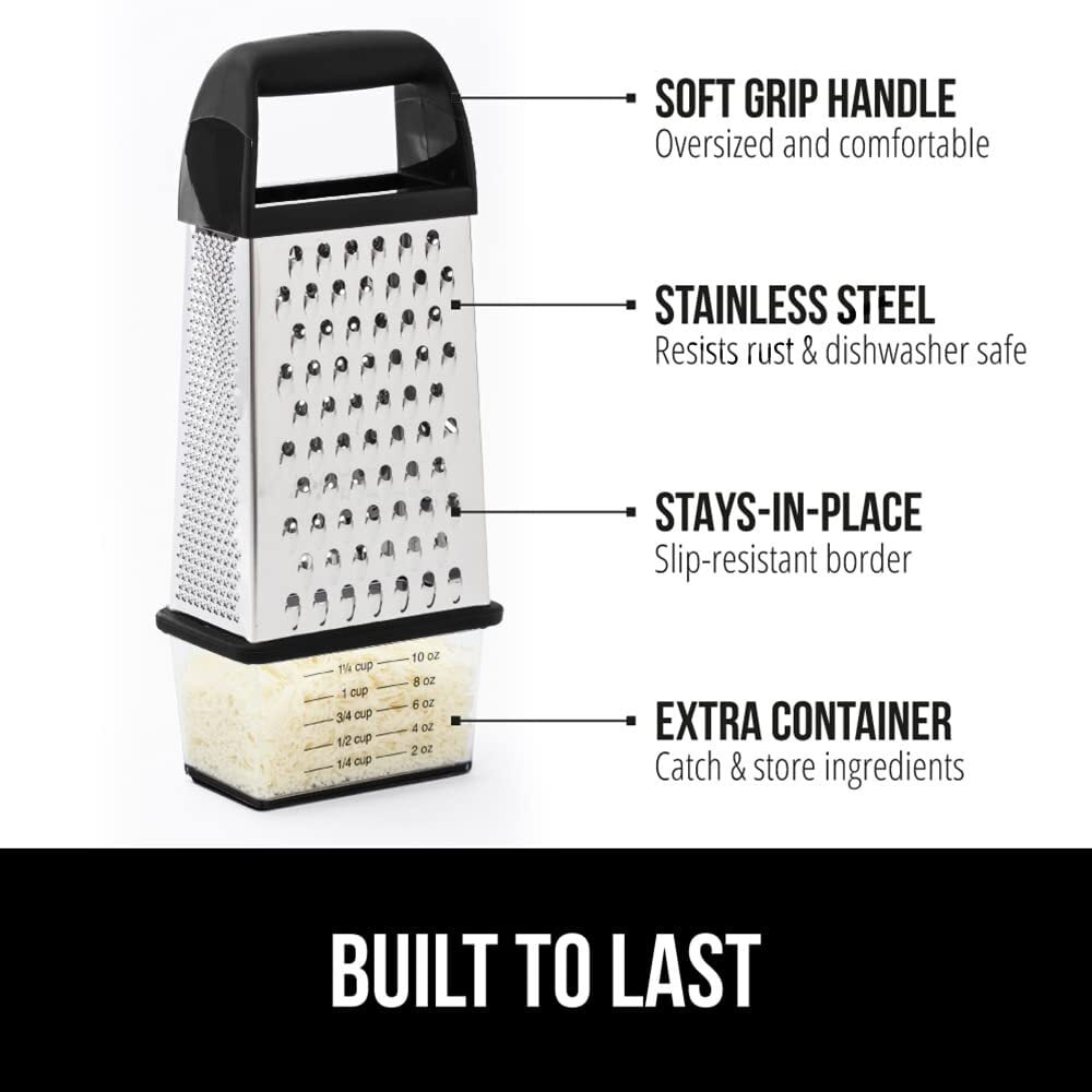 4-Sided Cheese Grater With Container, 100% BPA-Free Stainless Steel Box ...