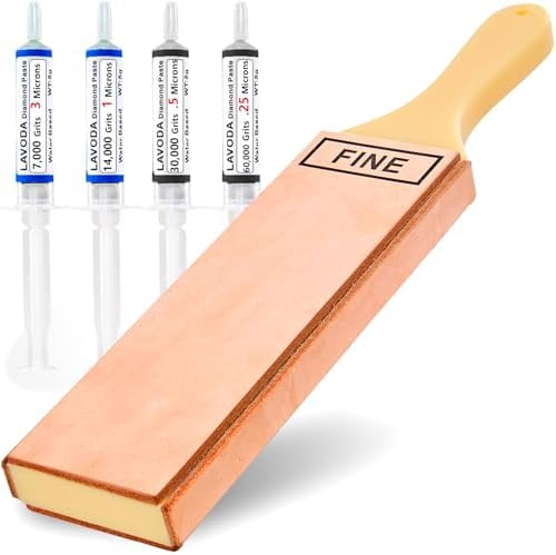 4-Sided Leather Strop with Diamond Polishing Compound, Extra Large 15.7 ...
