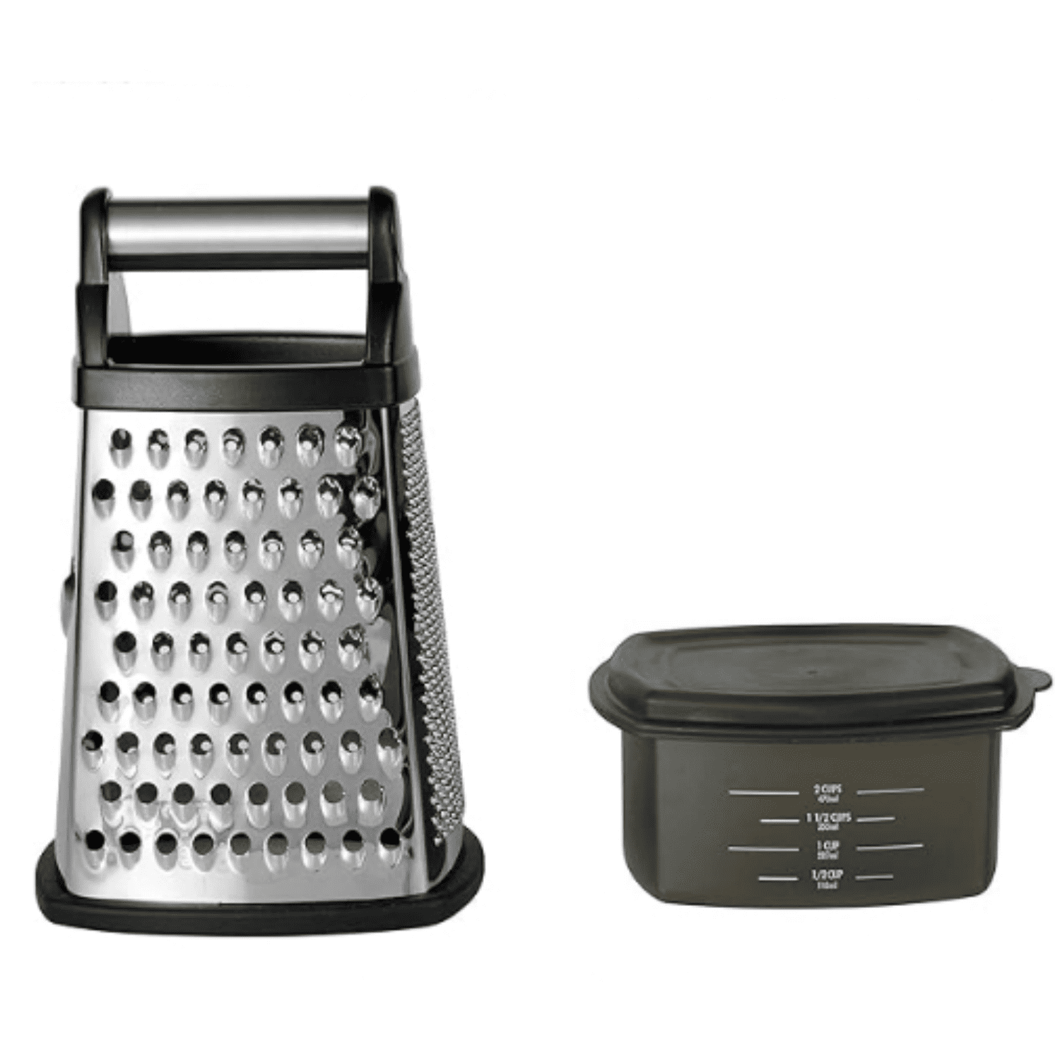 4-Sided Stainless Steel Box Grater for Fine, Medium and Coarse Grate, and Slicing, Detachable 3 ...