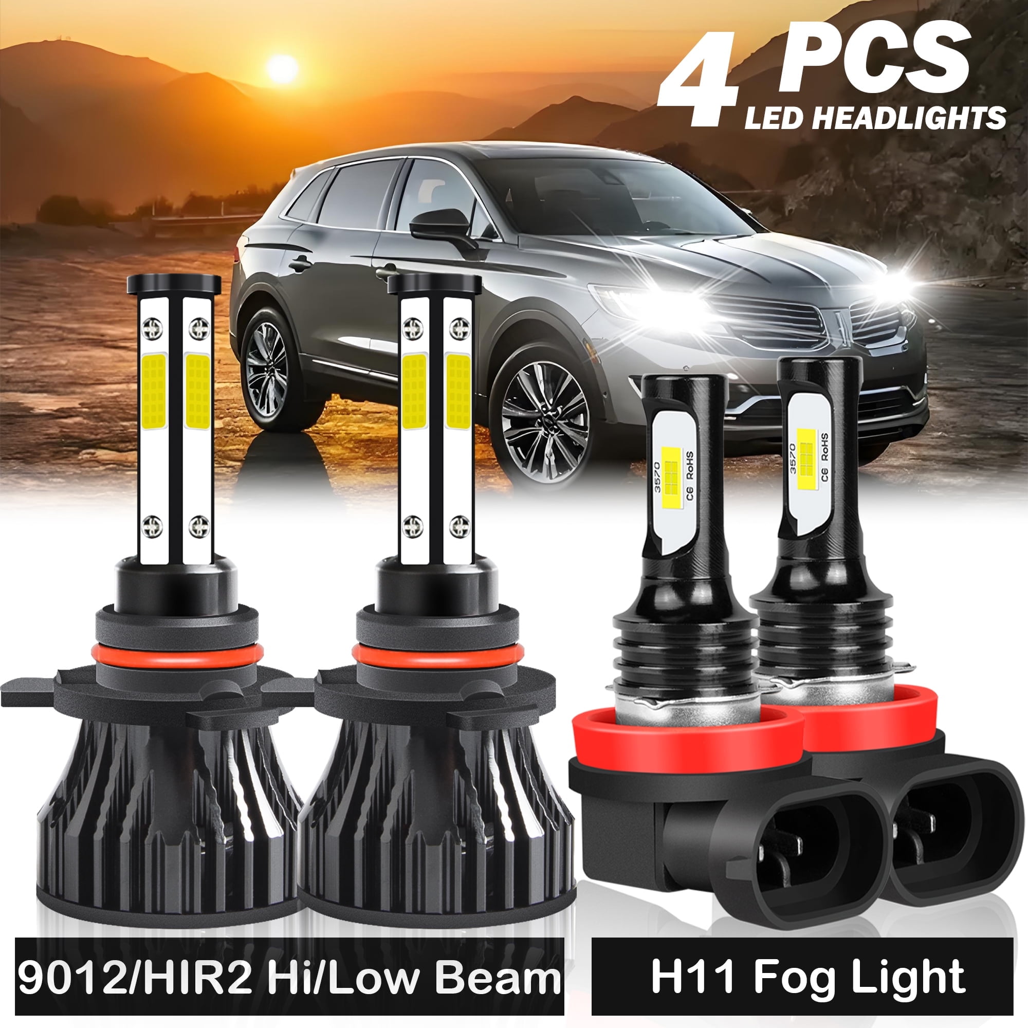For Lincoln MKX 2011 2012 2013 2014 2015 LED Headlights Bulbs High&Low ...