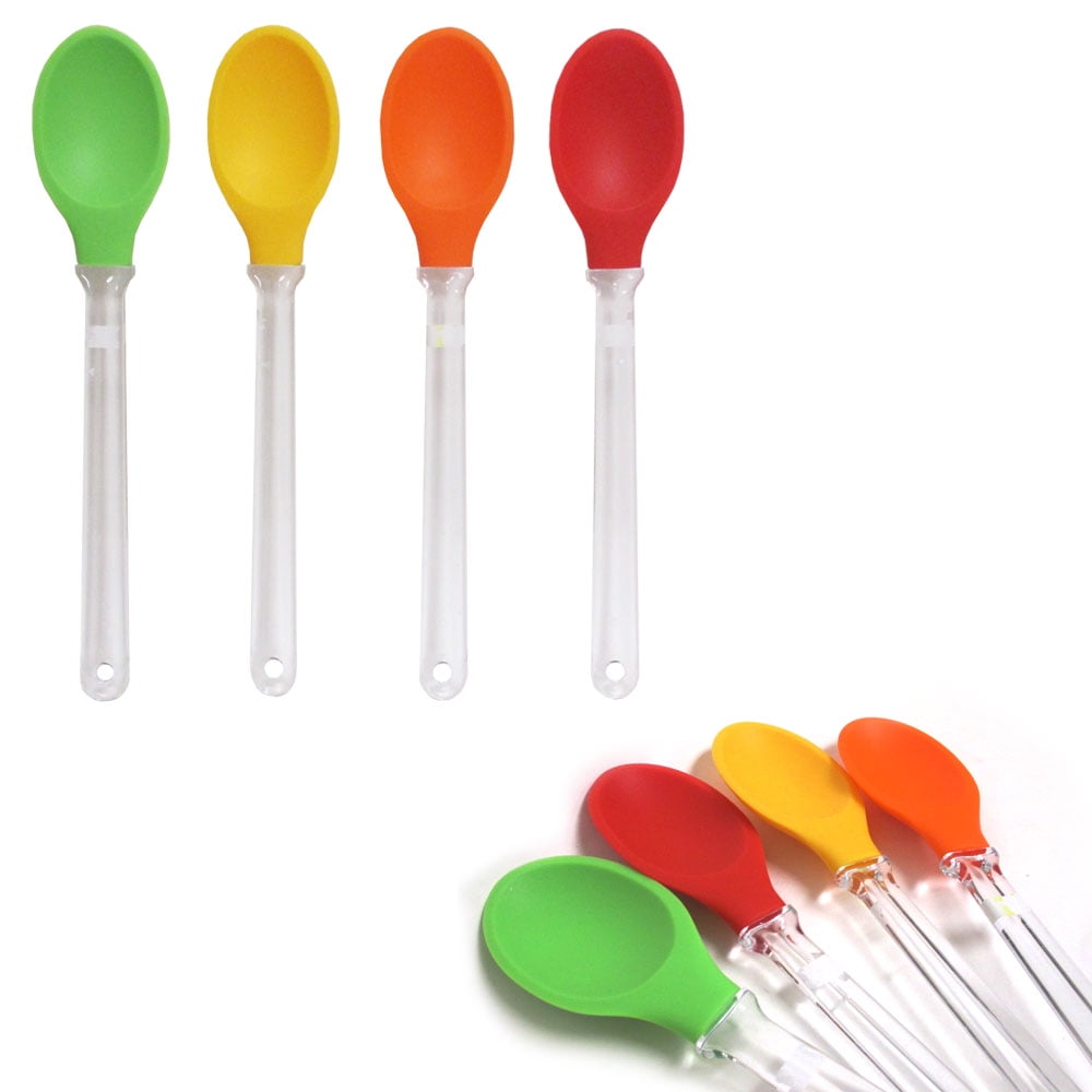 4 Silicone Spoons Baking Serving Cooking Heat Resistant Kitchen ...