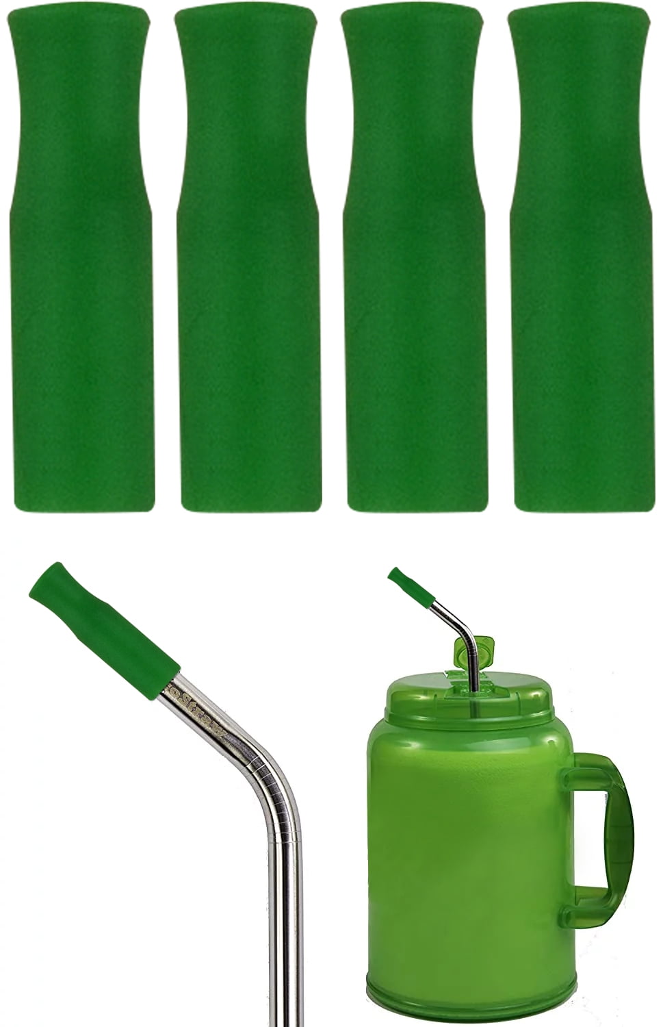 4 Silicone Tips 9mm for 14" Stainless Steel Straws Jumbo Big Gulp 64 oz ...