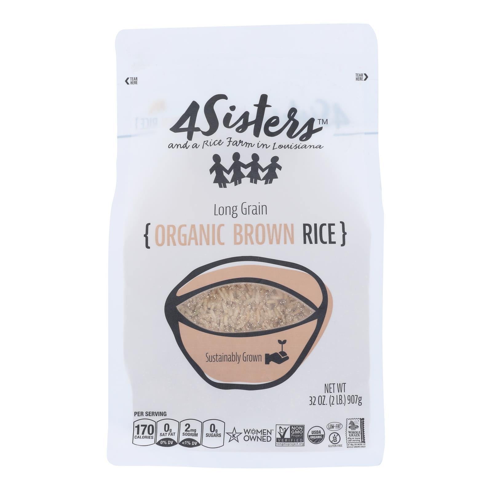 4 Sisters - Rice Og2 Brown Long Grain - CS of 6-2 LB - Walmart.com