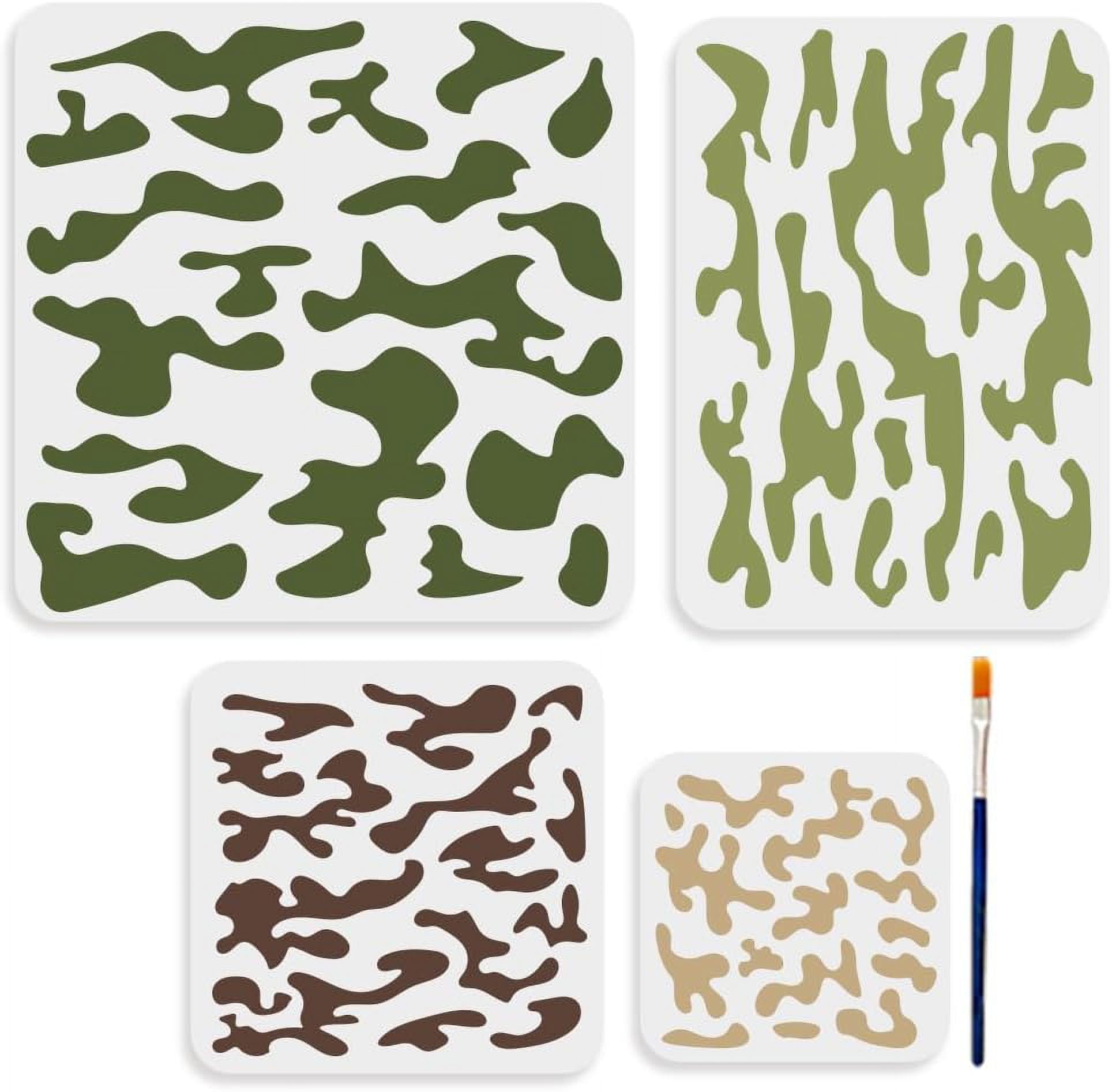 4 Size Camo Stencil Camouflage Pattern Stencils 6~11.8inch Reusable Camo Print Stencils with ...