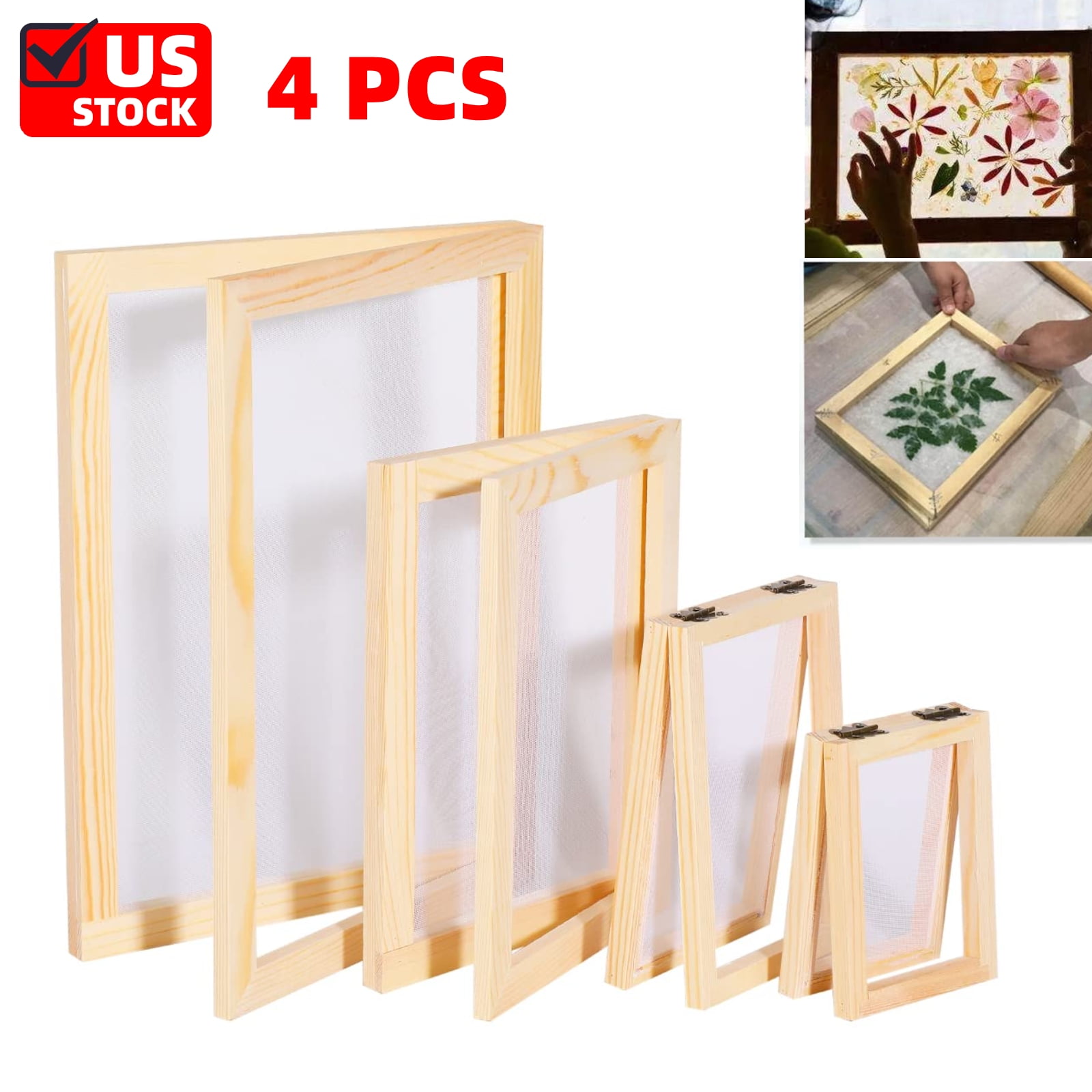 4 Sizes 2 in 1 Wooden Paper Making Screen, Paper Making Mould, Wooden ...