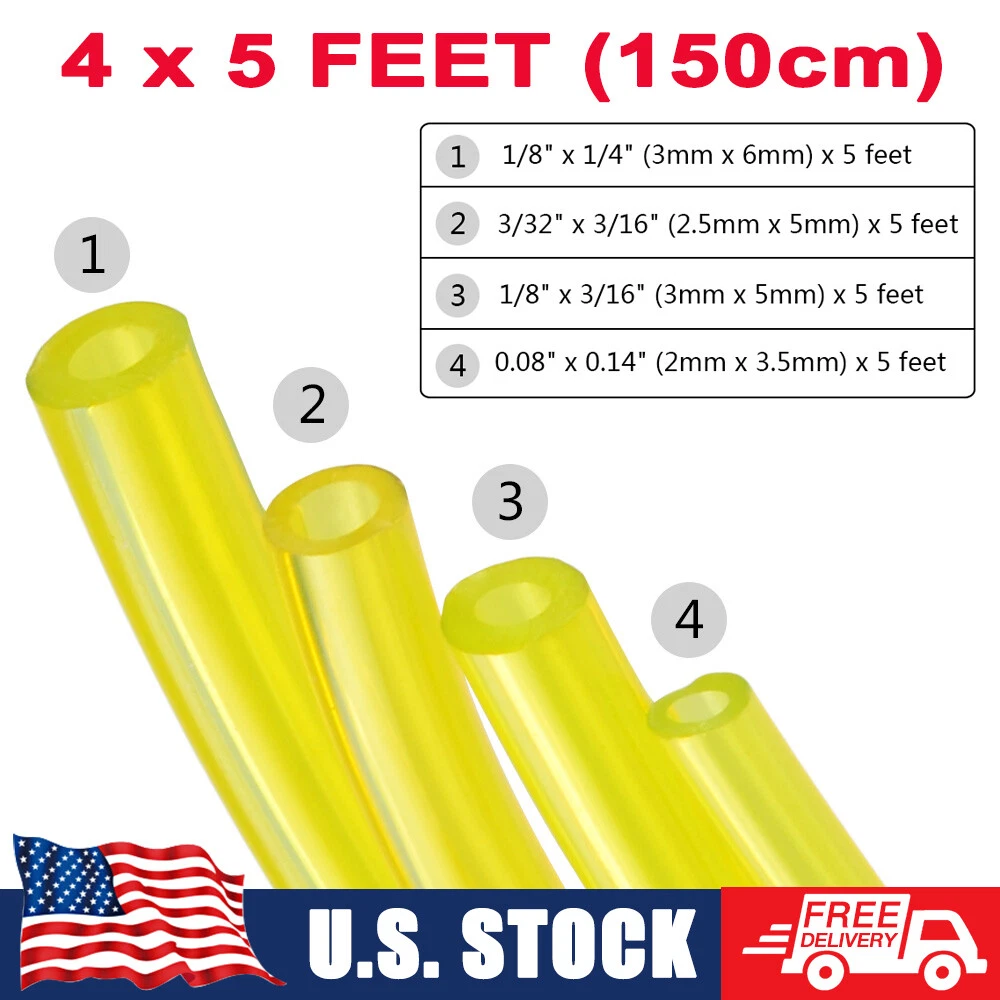 4 Sizes 5 Feet Long Petrol Hoses Line Tubing 1/8" 3/32" For Blowers ...