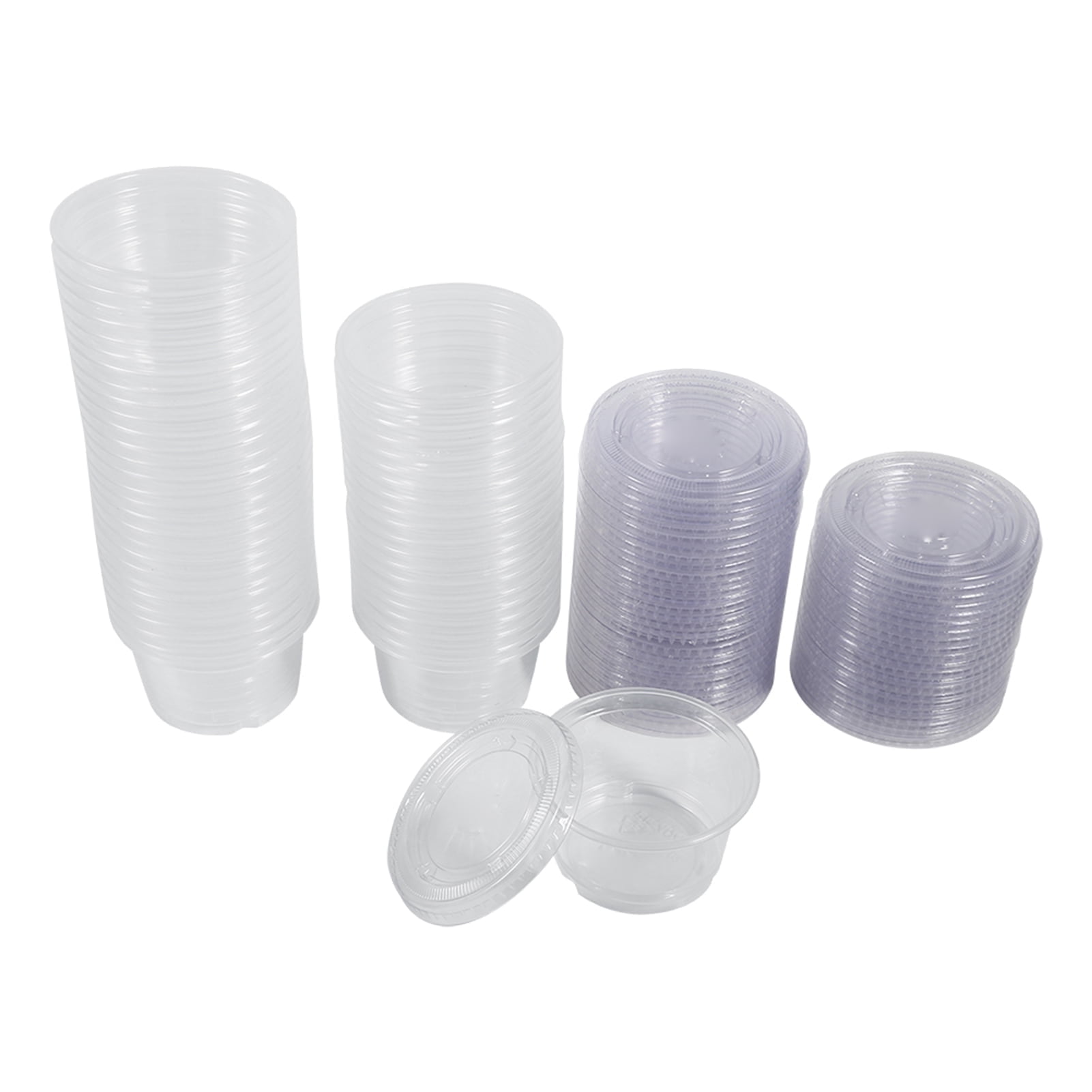 4 Sizes 50 Pieces Disposable Plastic Clear Sauce Chutney Cups Box with ...