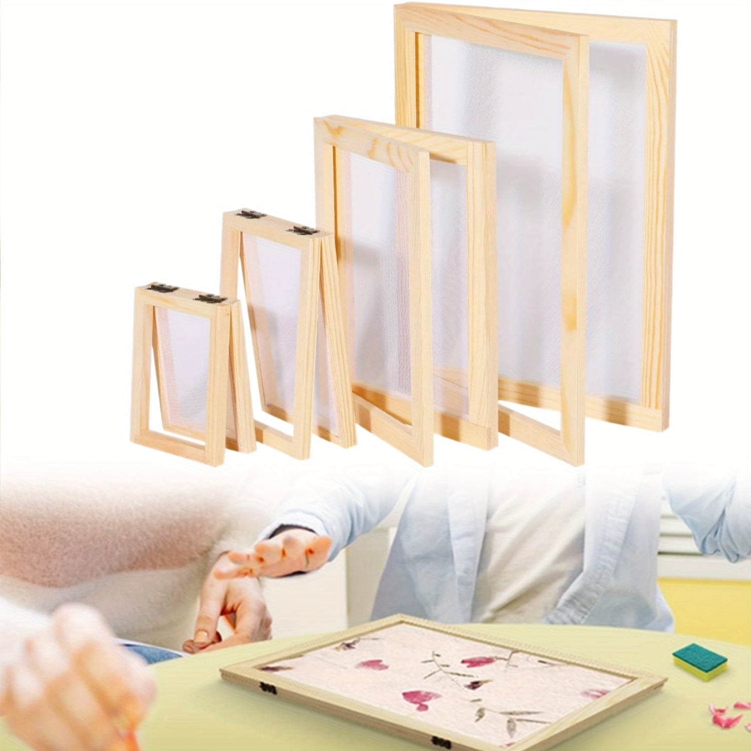 4 Sizes (A4, A5, A6 & A7) 2 in 1 Wooden Paper Making Screen, Paper ...