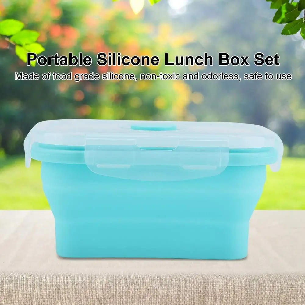 4 Sizes Collapsible Silicone Food Container Portable Bento Lunch Box ...