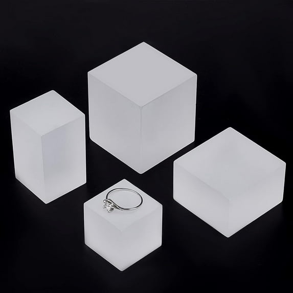 4 Sizes Cube Acrylic Display Block Frosted Display Bases Jewelry Display Stand Small Solid Block ...