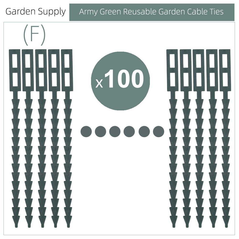 4 Sizes Reusable Well-knit Army Green Cable Ties for Plants Adjustable ...