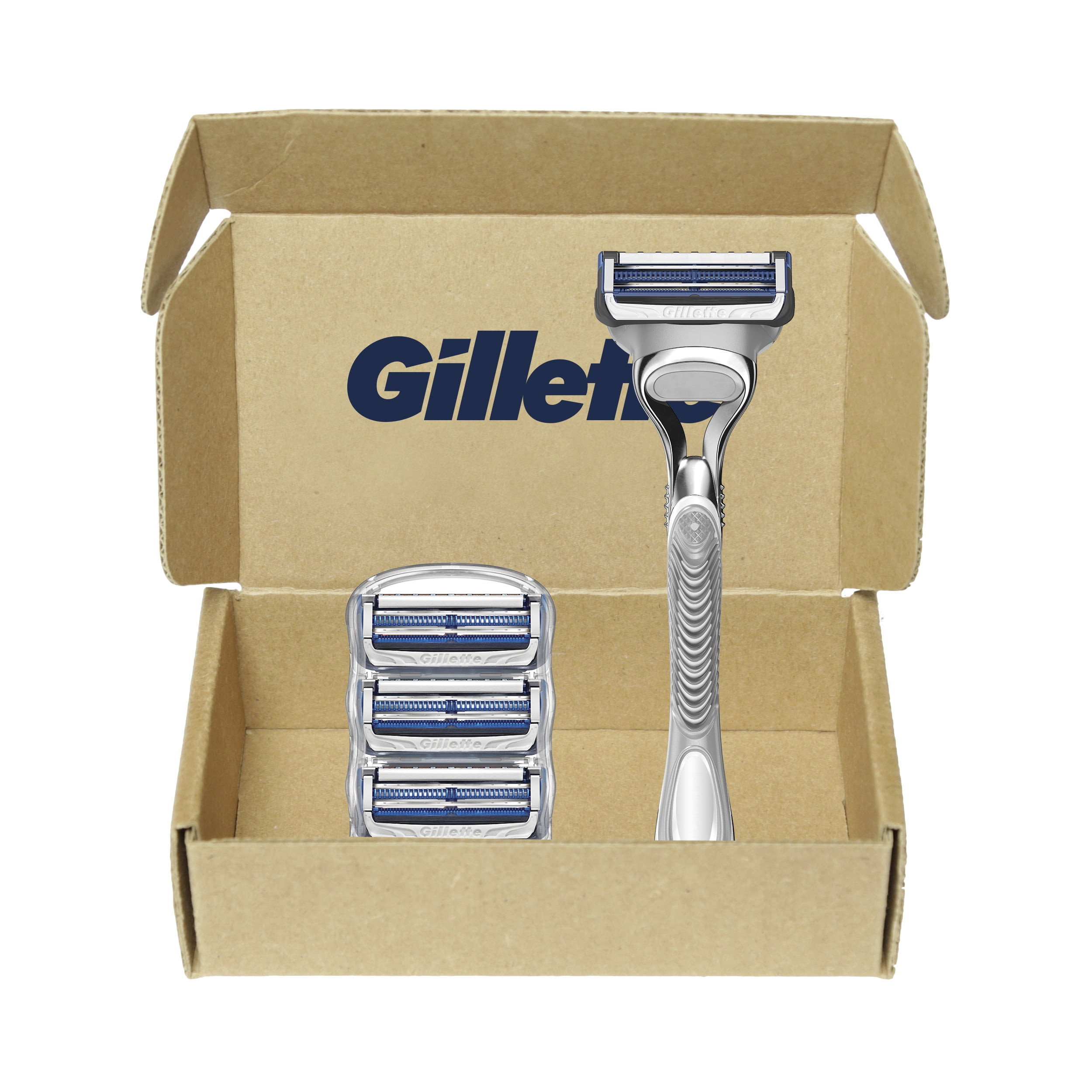 Gillette Skinguard Men's Razor Handle & 4 Blade Refills For Smooth ...