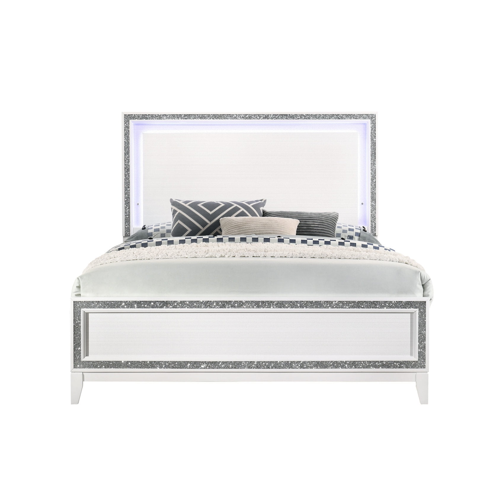 4 - Slats Box Spring Required | Queen Bed with LED Lighting for a ...