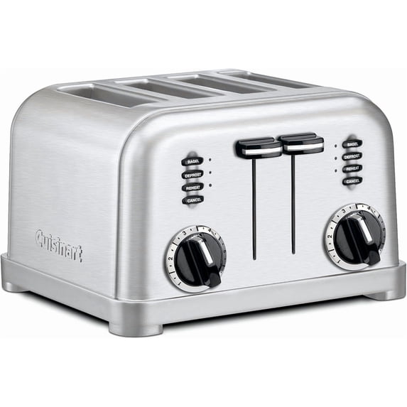 4 Slice Compact Stainless Steel Toaster with Extra-Wide Slots for Bread ...