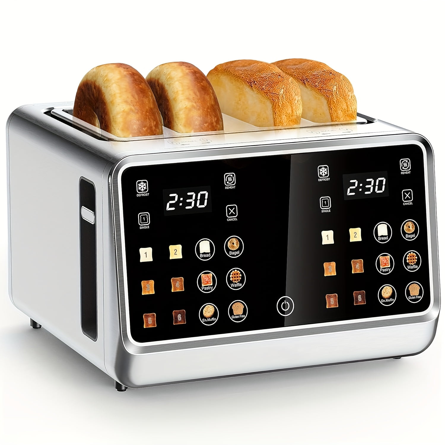 4-Slice Digital Smart Toaster with TouchScreen and Dual Control Panels ...