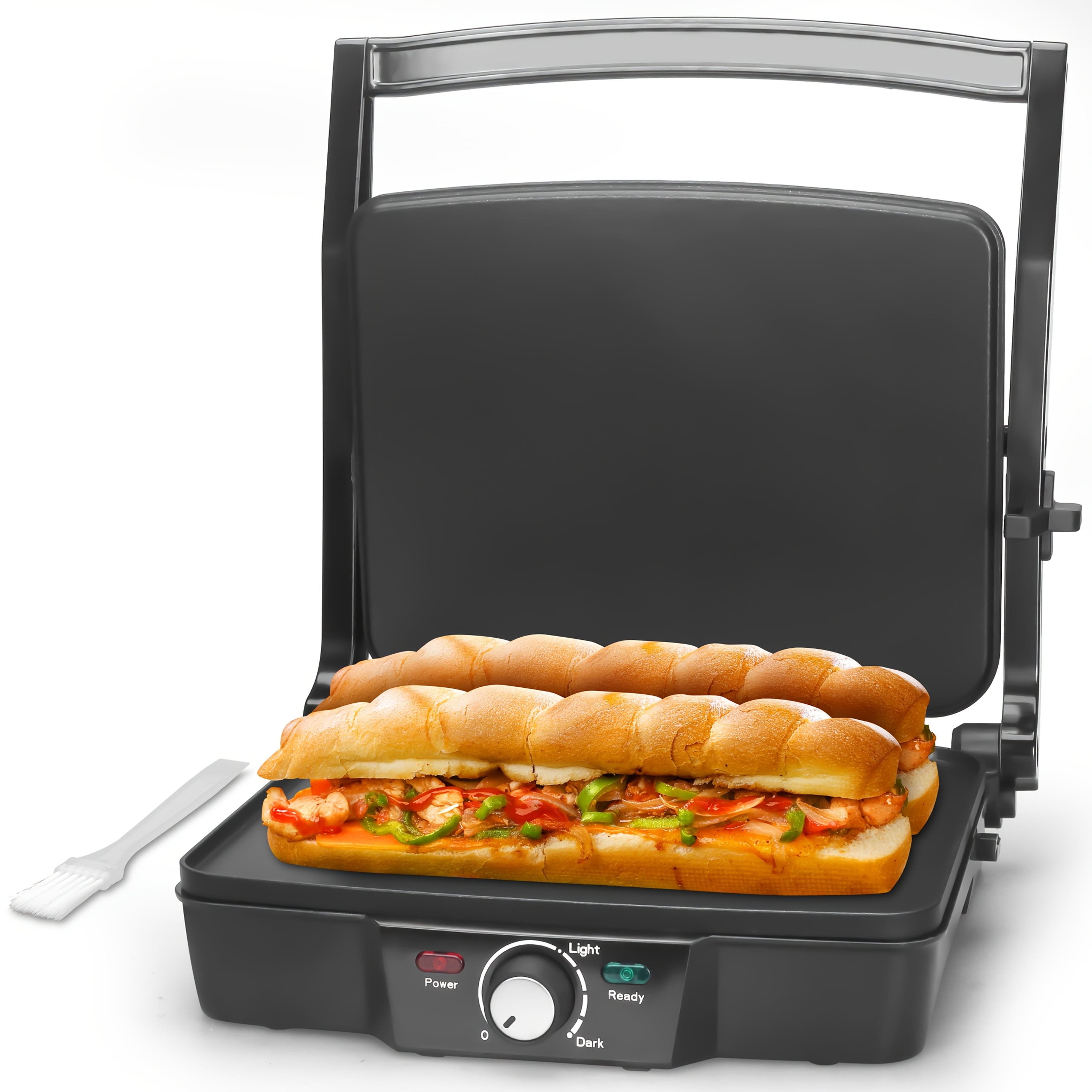 4-Slice Electric Panini Press Grill, Non-Stick Surface with Adjustable ...